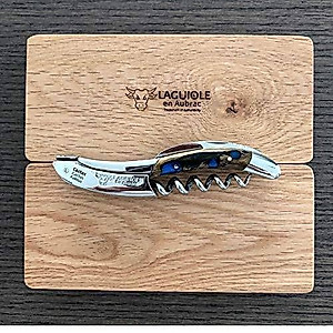 Laguiole En Aubrac Sommelier Waiter's Corkscrew, Cactus Blue Handle, Wine Opener With Foil Cutter & Bottle Opener