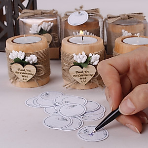 Pack of 10-15-25-35-50-100 Personalized Wood Tealight Candle Holder Custom Tealight Candle Holder Decorations Wooden Cylinder Candle Holders for Table Centerpiece (Light Brown, Party-Favor)