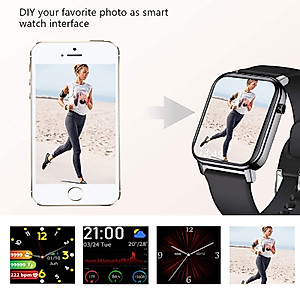 Esprosper Smart Watch for IP68 Waterproof 5ATM, Fitness Tracker Heart Rate Monitor Sports Digital Watch with 1.4" HD Square Shaped Screen and Silicone Strap (Black)