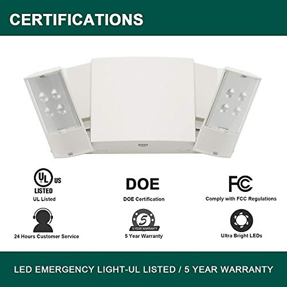 EXITLUX 4 Pack Led Exit Sign with Emergency Lighting Battery Backp -Two LED Adjustable Head -120V/277V-UL Listed-Exit Lighting -Dual LED Lamp ABS Fire Resistance for Power Failure.