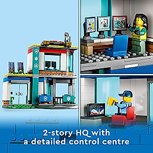 LEGO City Emergency Vehicles HQ 60371, Fire Rescue Helicopter Toy Set, Ambulance, Motorbike and Police Car Toys, Gift for Kids, Boys & Girls Age 6 Plus