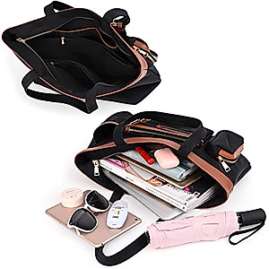 UTO Tote Bag for Women Large Capacity Water Resistant Nylon Handbag and Purse with Multi Zipper Pockets