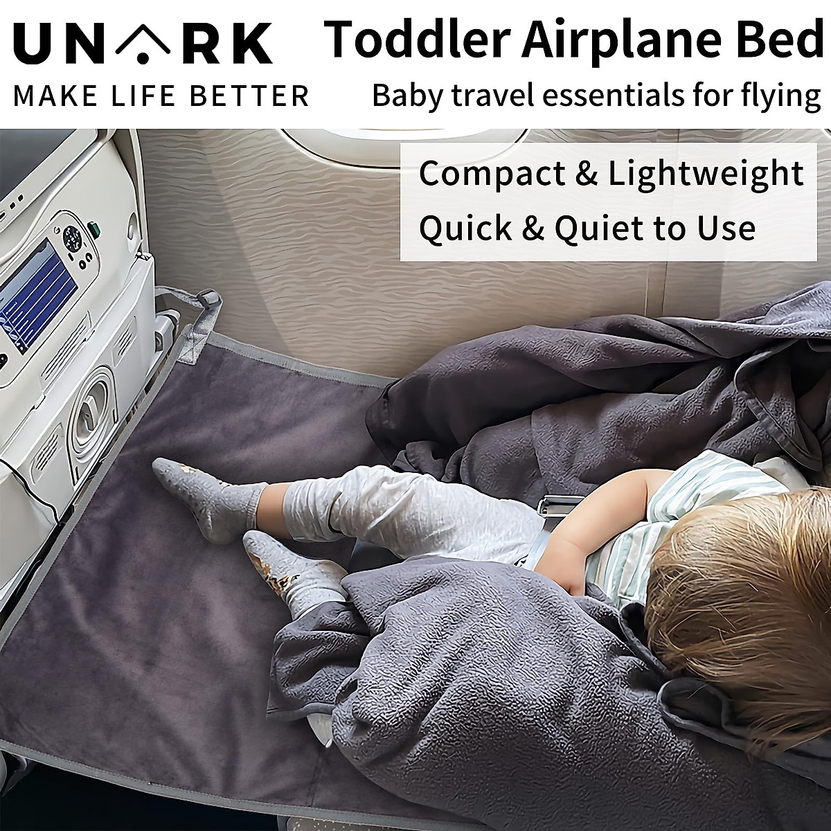UNARK Toddler Airplane Bed for Toddler Airplane Seat Extender for Kids Airplane Bed