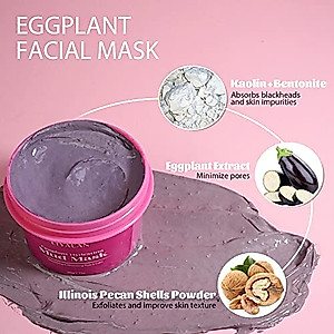 LIYALAN Face Clay Mask Set(1.76 oz/4 pack),Matcha Facial Mud Mask, Eggplant Rose Face Mask Skin Care, Turmeric Acne Facial Masks Gifts for Women, Deep Cleansing(Pink)