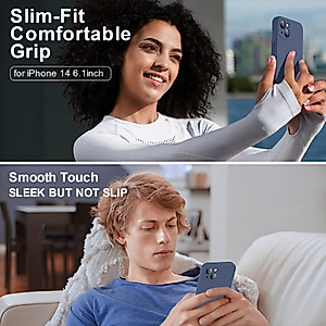 Vooii Compatible with iPhone 14 Case, Upgraded Liquid Silicone with [Full Cover Camera Protection] [Soft Anti-Scratch Microfiber Lining] Protective Phone Case for iPhone 14 6.1 inch - Navy Blue