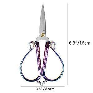 BIHRTC 6.3 Inch Sewing Scissors Small Embroidery Scissors Stainless Steel Auspicious Clouds Scissors Shears Fabric Scissors DIY Tool for Sewing Office Craft Needlework Art Work Rainbow Scissors