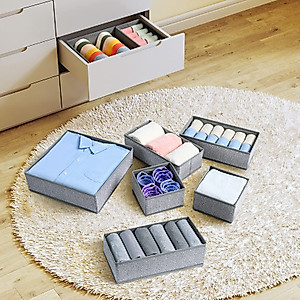 DIMJ Drawer Organizers Cloths, Closet Underwear Organizer, 12 Packs Foldable Closet Organizers, Sock Drawer Organizer, Fabric Dresser Drawer Dividers for Clothes Underwear Bras Socks. (Blended)