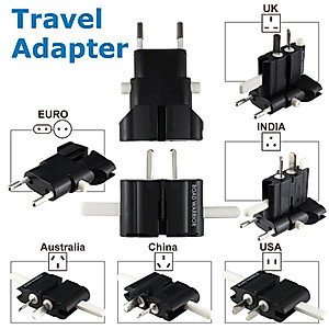 ROAD WARRIOR Universal Travel Plug Adapter Europe/UK/Australia/USA/India/China Compact Does Not Convert Voltage RW101BK Black