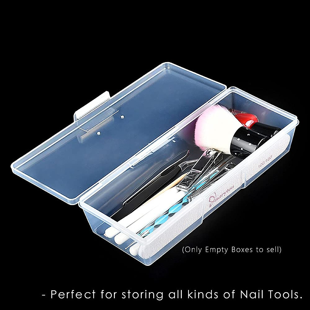 MARYTON Clear Box Storage Case for Organizing Professional Pedicure Manicure Kit and Nail Supplies, Plastic Box Nail Art Kits Tools Organizer, 4-Count