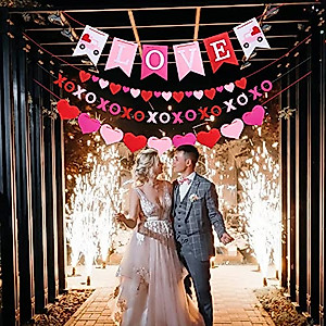 Valentines Day Decor Felt Heart Garland Banner Decorations for Home Mantel Classroom Party Anniversary Wedding Wall Decorations