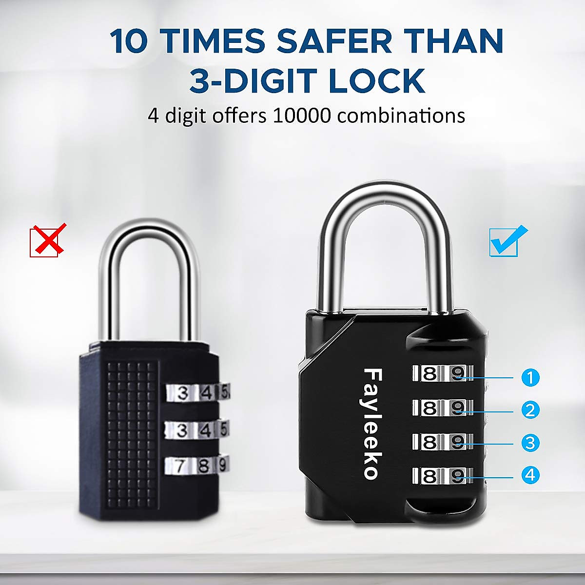 Combination Lock, 4 Digit Combination Padlock for School Gym Sports Locker, Fence, Toolbox, Case, Hasp Cabinet Storage (2 Pack, Black)