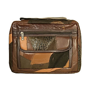 Swanson Christian Products Bible Cover with Handle - Patchwork - Leather - Large - A Perfect Bible Cover for Men - Church Bible Protective Case for Women