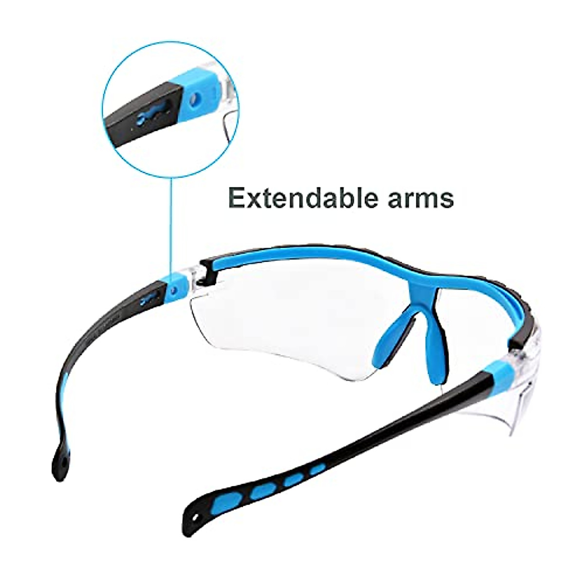 ROAR Clear Premium Safety Glasses Anti-Fog Lens UV Protection, Adjustable Earpiece,2-pack