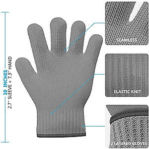 1 Pair Grey Heat Resistant Gloves Oven Gloves Heat Resistant with Fingers Oven Mitts Kitchen Pot Holders Cotton Gloves Kitchen Gloves Double Oven Mitt Set Oven Gloves with Fingers