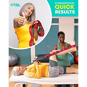 Stretching Strap with Loops - Non Elastic Stretch Band for Physical Therapy, Yoga Strap for Stretching Equipment, Stretch Bands for Exercise and Flexibility - Fascia, Hamstring and Leg Stretcher Belt