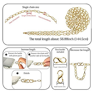 BERITNI Cell Phone Lanyard, Crossbody Metal Phone Chain Strap for Women, Universal Patch Phone Lanyard Holder, Detachable Phone Tether Compatible with All Smartphones, Gold Paperclip