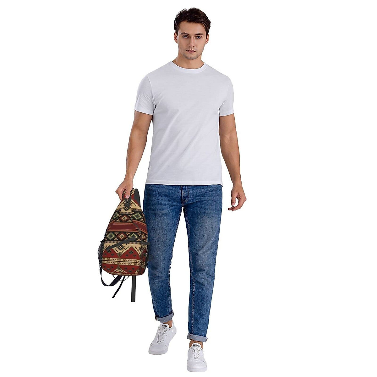 ZREXUO Native American Sling Backpack,Casual Crossbody Backpack Sling Bag Chest Daypack for Men Women Sport