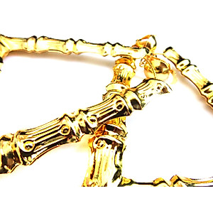 Clip-on Earrings Large Bamboo Triangle Gold Tone Hoop Earrings 3.5 inch Large