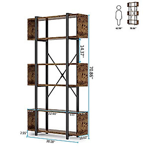 Tribesigns Bookshelf, Industrial Bookcase Freestanding Display Decorative Shelf