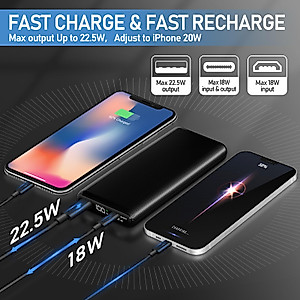 Heated Vest Battery Pack 26800mAh Power bank,22.5W Fast Charge 5v 2a Portable Charger With LCD Display Phone Charger,Dual Input Output USB-C Compatible With Heated Jacket iPhone Samsung iPad etc