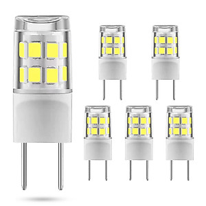 Sriomny 6 Pack G8 Led Bulb 2W Equivalent to 20W Halogen Bulb AC 120V, G8 Warm White 2700K, Transparent Shell, Bi-Pin Base, Not Dimmable, Light Bulbs