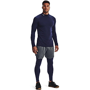 Under Armour Men's ColdGear Armour Fitted Mock, Midnight Navy (410)/White, Large