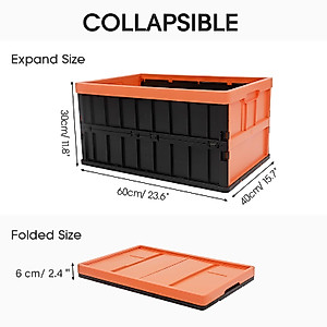 Brehvoe Collapsible Storage Bins 62L, Collapsible Crates for Storage Crates for Car Moving Turnover Outdoor 16Gal with Solid Wall No Lid,2Pack