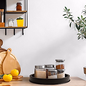 FRTIM 11.4 Inches Round Decorative Serving Tray, Green Decorative Tray Candle Tray for Coffee Dining Table Modern Farmhouse Kitchen Countertop Centerpiece Home Decoration