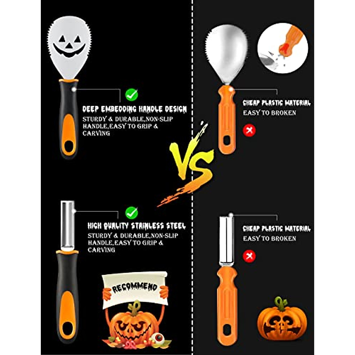 Halloween Pumpkin Carving Tools, 24 PCS Best Pumpkin Carving Tools, Stainless Steel Professional Pumpkin Cutting Carving Set with Carrying Case, Carving Kit Tools for Halloween