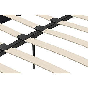 DHP Maven Upholstered Platform Bed with 11 Inch Height for Raised Mattress Support, No Box Spring Needed, Queen, Black Faux Leather