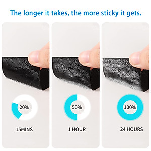 Industrial Strength Sticky Back Hook and Loop Strips | 2 x 6 Inch 8 Sets | Aniced Heavy Duty Self Adhesive Strips for Sofa Couch Cushions, Rug, Mattress - Black