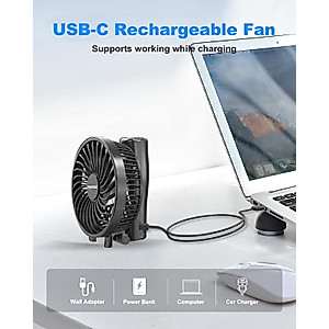 TriPole Handheld Fan Portable Mini Fan, 3 Speeds Foldable Small Personal Fan, Rechargeable USB Desk Fan, Powerful Hand Held Fan Battery Operated for Travel Outdoor Makeup Gifts, Black, 4.2” Fan Cover