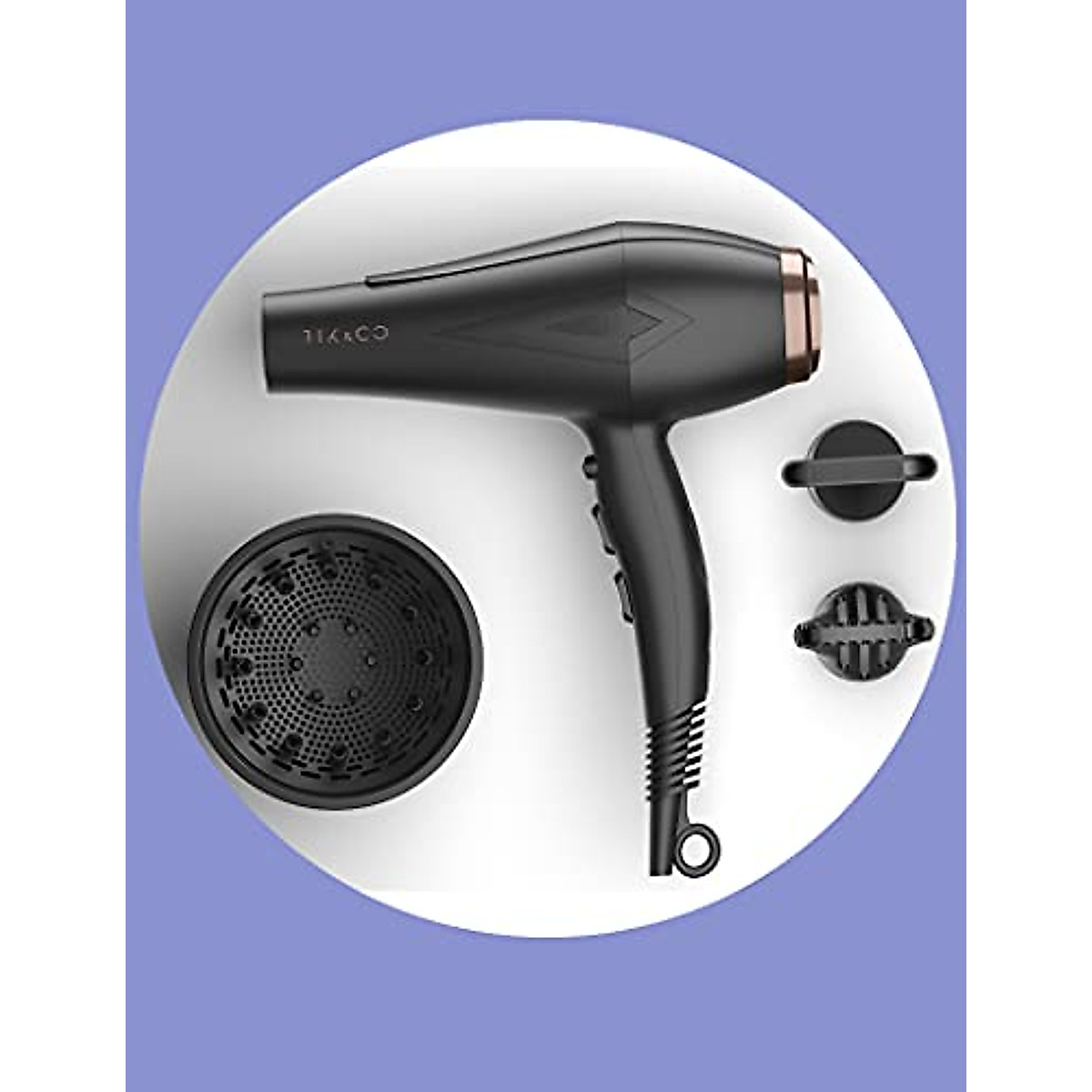 Hair Dryer Blow Dryer with Diffuser Brush Comb Attachments Powerful AC Motor for 3c Thick Hair Curly Women Professional Salon Best Hair Dryer(Black)