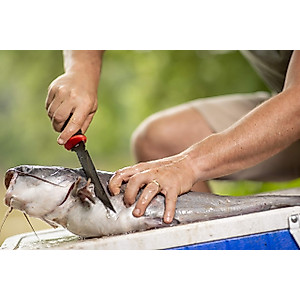 Ugly Stik Ugly Tools 7 Inch Serrated Knife, Fishing Fillet Knife for Anglers, Sharp Trailing Point Serrated Stainless Steel Blade, Non-Slip Grip Handle, Black