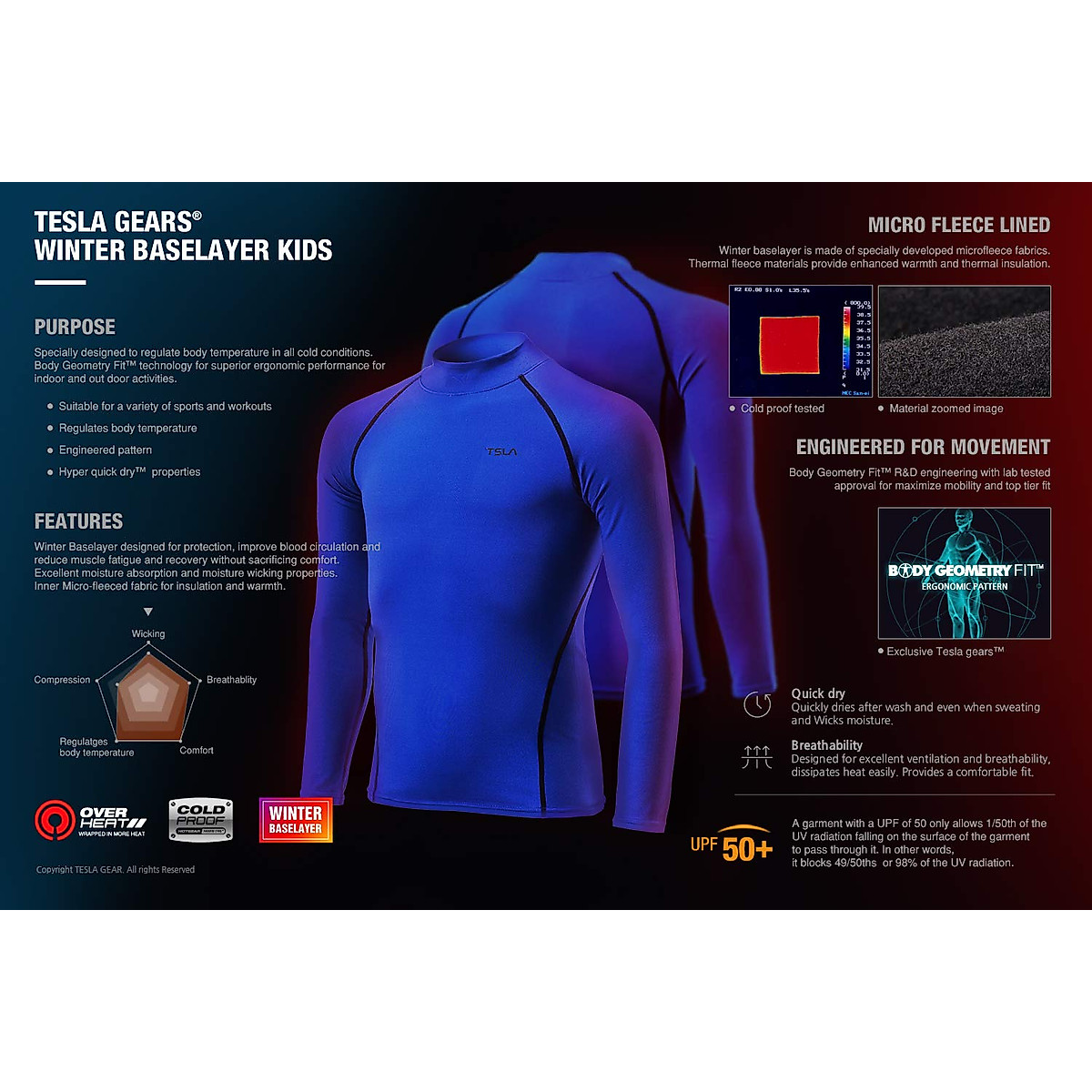 TSLA Kid's & Boy's and Girl's Thermal Long Sleeve Tops, Crew Neck Fleece Lined Compression Base Layer Shirts, Thermal Mock Neck Black, 16