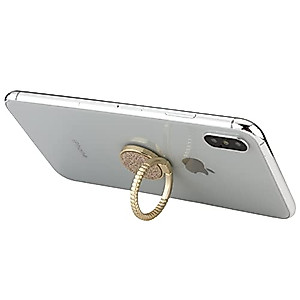 LAX Gadgets  Cell Phone Ring Holder - Finger Ring for Phone Case Easy Back Grip, Stand, Holder for All Smartphones Including iPhone & Android Phone - Sparkle Gold