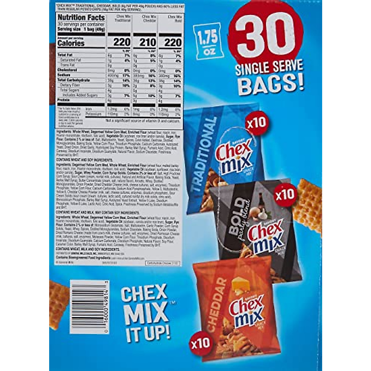 Chex Mix Classics Snack Mix, 1.75 Ounce (Pack of 30)
