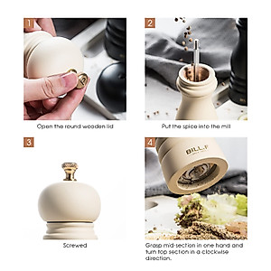 Salt and Pepper Grinder Pepper Mill Grinder Pepper Grinders Shakers Salt Mill Set of 2 with Adjustable Ceramic Rotor 7 Inch Black and White