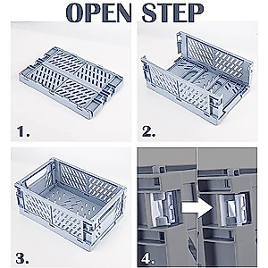 monomono Mini Stackable Plastic Baskets - 5-Pack, Cute and Compact Solution for Home and Office Organization (5.9x3.9x2.2 in, Blue)