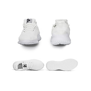 Flysocks Walking Tennis Shoes for Men Non Slip Lightweight Breathable Mesh for Indoor Outdoor Gym Travel Work Casual Memory Foam Running Sneaker White Size 8