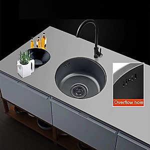 PROPFE Bath Fixtures Black Round Sink Kitchen 304 Stainless Steel Sink Round Single Sink Bathroom Round Washbasin Washing Vegetables and Dishwashing Pool (Color : Black, Size : 30cm|11.8inches)