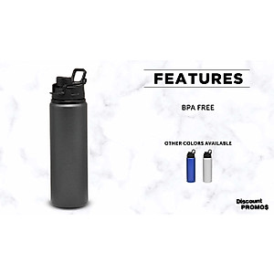 DISCOUNT PROMOS Aluminum Water Bottles with Snap Lids 25 oz. Set of 10, Bulk Pack - Reusable, Great for Gym, Hiking, Cycling, For School - Charcoal