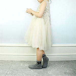 Gwenvenni Girls Socks Little Kids Cotton Bow Socks Low Cut 5 Pairs, Age 6-8