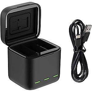 REYGEAK Battery Charger for GoPro Hero 11/10/9 Black, Portable Charger 3-Channel Battery Charging Storage 3 Pack Rechargeable Hero 9/10/11 Batteries (Charger)