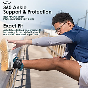 Achiou Ankle Compression Brace for Men & Wmen,Adjustable Ankle Support Brace (Pair),For Arch Support, Sprained Ankle, Achilles Tendonitis, Heel Spurs, Outdoor Sports, Joint Pain