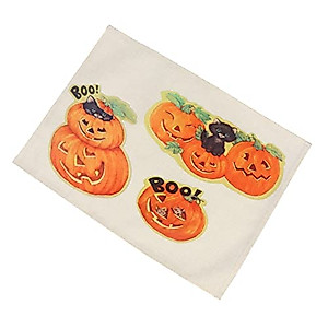UPKOCH Linen Placemats 4 pcs Table Parties Burlap Placemat Insulation Pad Use Heat Unique Xcm Mat for Decor Plate Dish Tableware Printed Halloween Jute Pumpkin Creative Chic Bowl Dinner