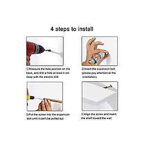 Long Floating Shelf 48 Inch White Floating Shelf for Wall Set of 2, Durable Natural Wood Oak Floating Shelf for Bedroom Bathroom, Easy Assembly, Classic Design, White, 48 *6 *0.8(Not for Drywall)