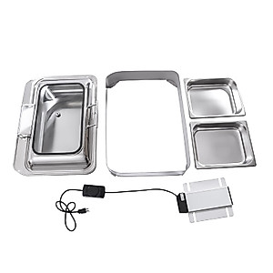 Electric Food Warmers 9L/ 9.5QT Stainless Steel Buffet Server and Warming Tray, 2 Chafing Dishes Tray Chafing Dish Buffet Set with Adjustable Temperature for Parties, Entertaining