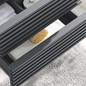 Modway Render 23.5" MDF Wood Wall-Mount Bathroom Vanity Cabinet in Gray