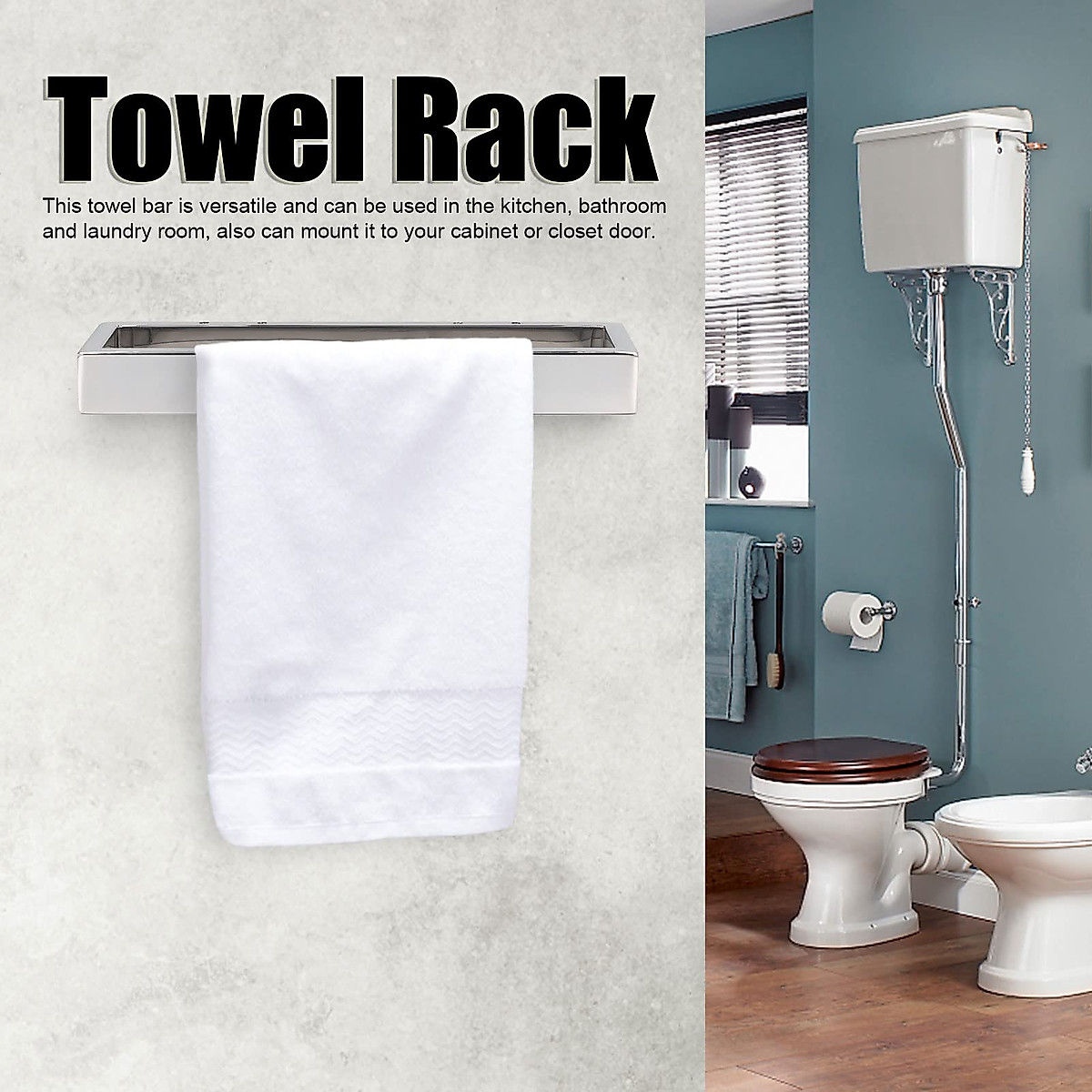 Natudeco Wall Mounted Bath Towel Rack Bath Storage Tool Bright Colour Towel Bar Solid 304 Stainless Steel Durable for Bathroom Kitchen Hotel